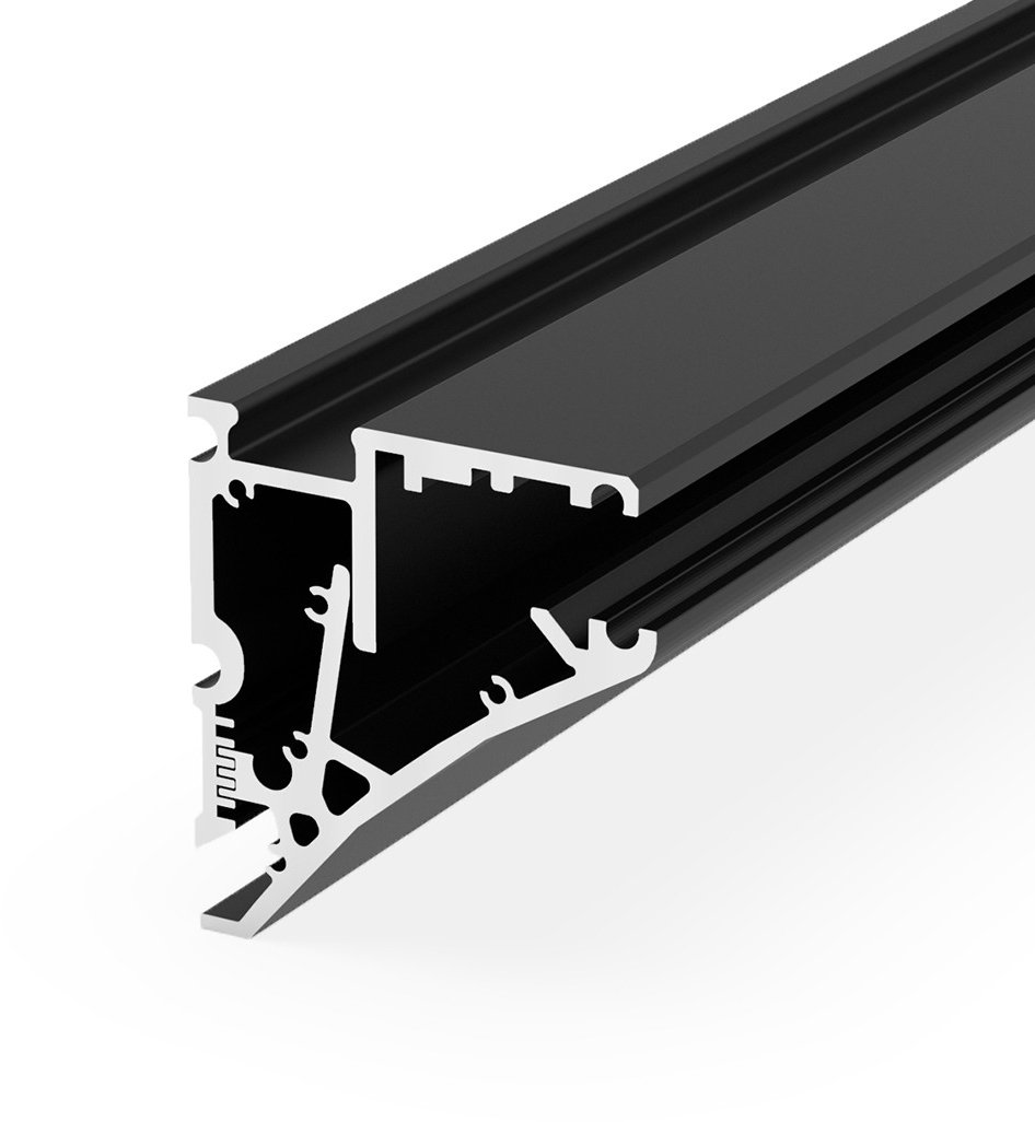 2m Glass LED Profile Black P10-1 (48mmx51.9mm)