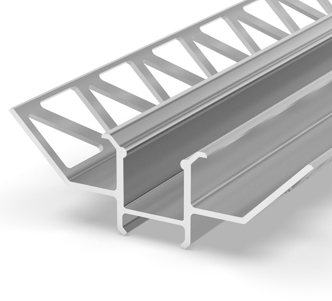 1m Recessed Plaster LED Profile Silver Anodised P17-4 (23.1mm x 12.7mm)