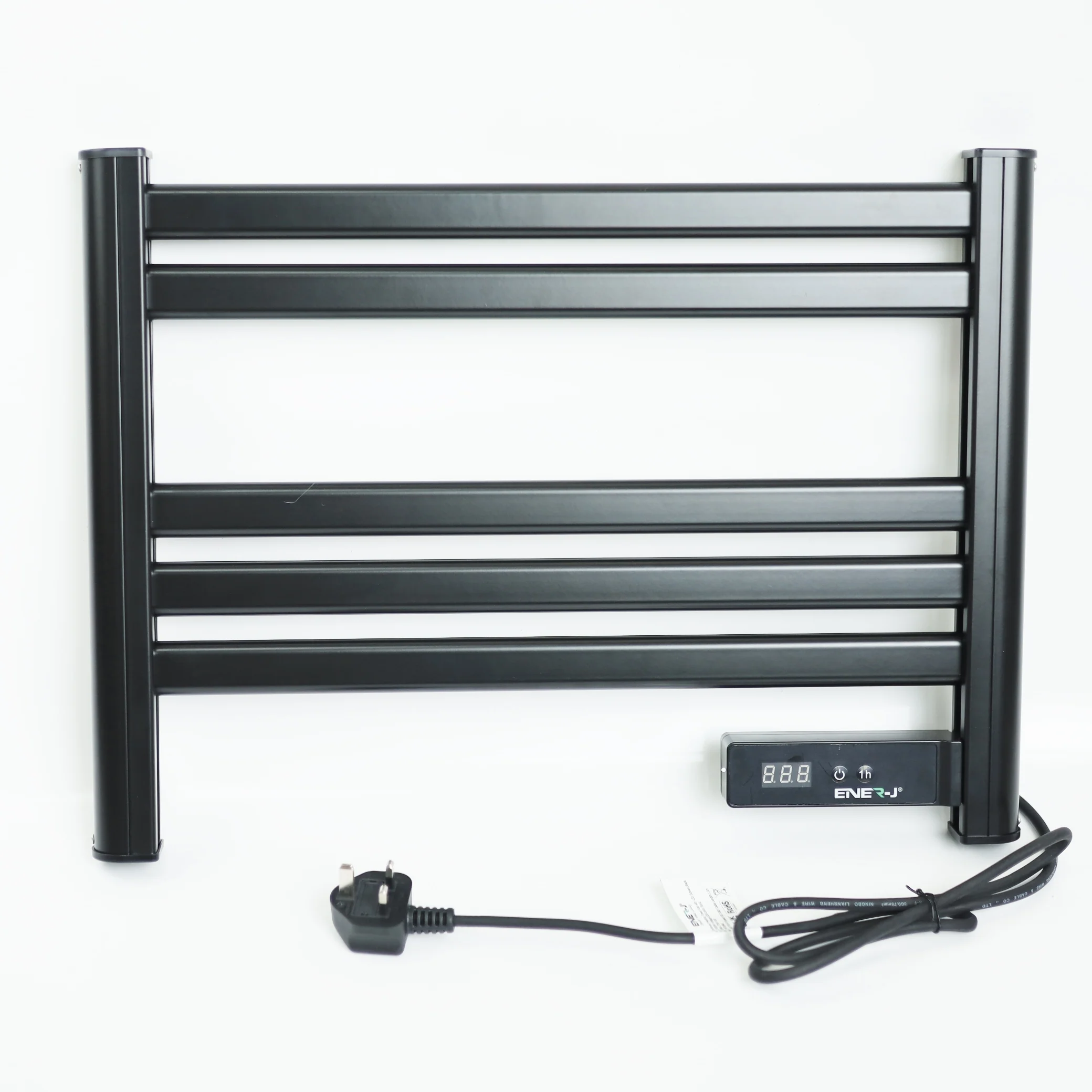 Infrared Heating Towel Rail with LED Screen and BS Plug - 1.2m Black ...