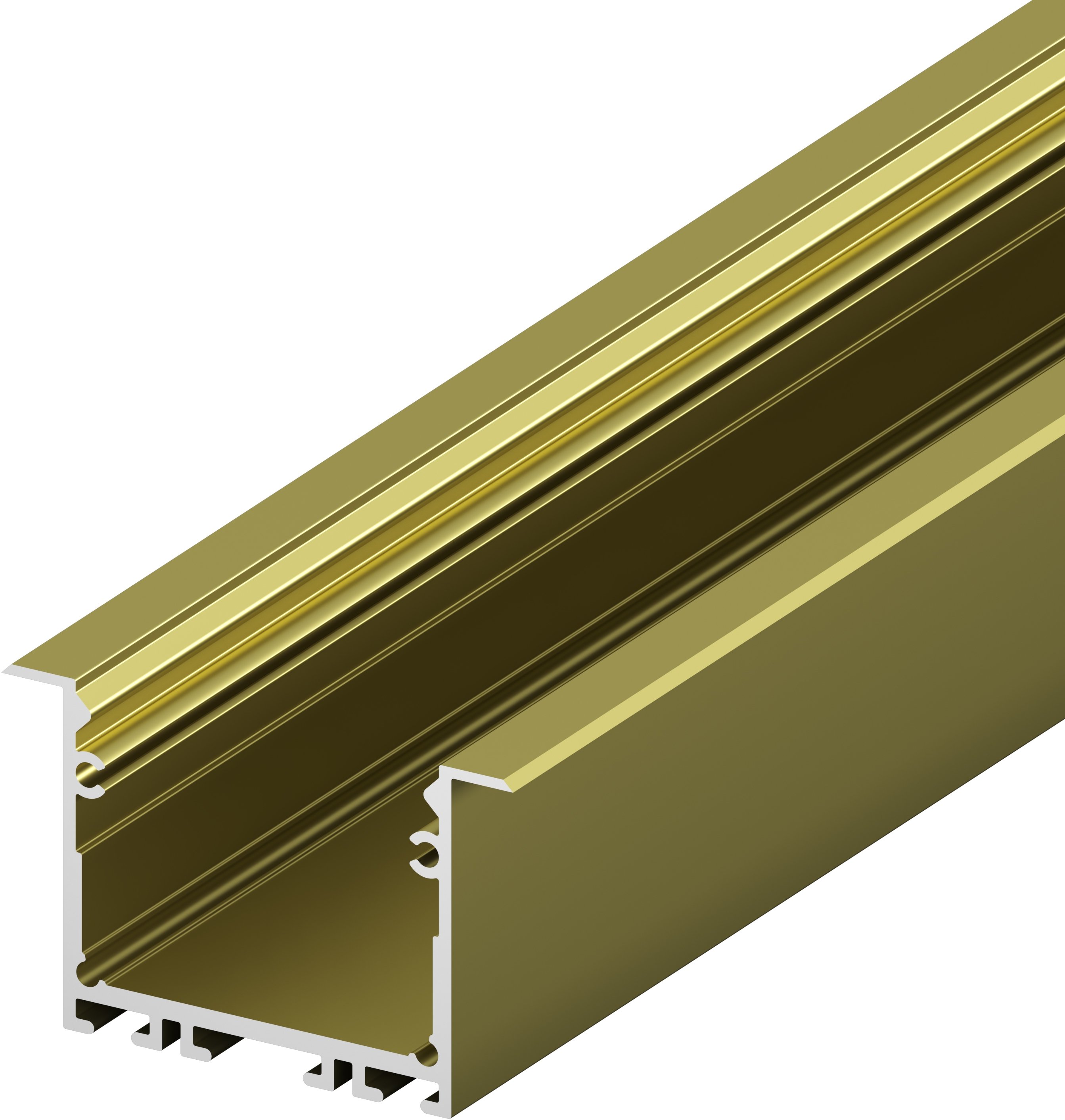 2 Metre Recessed Gold/Brass LED Profile P22-1 (41.4mm x 24.2mm) - Part ...
