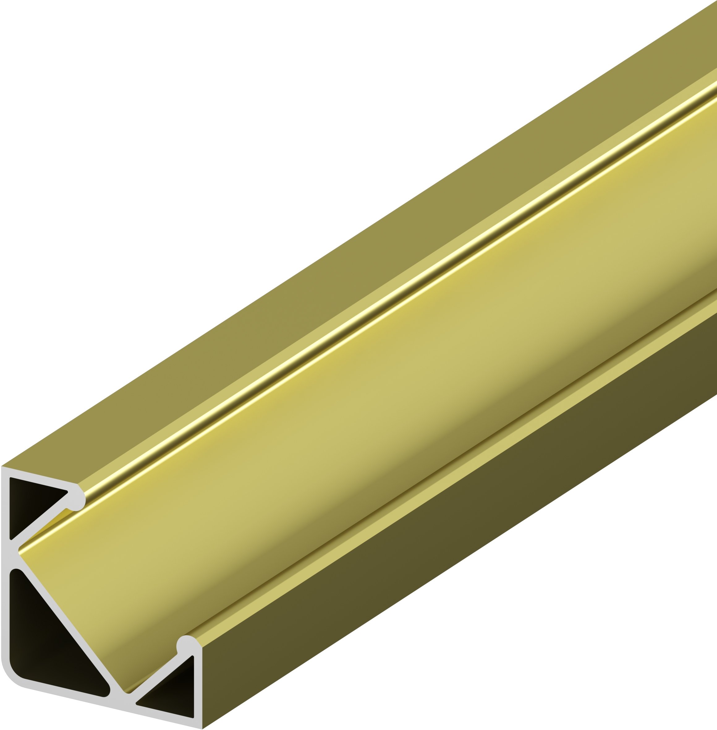 2 Metre Corner Mounted Gold/Brass LED Profile P3-1 (17.1mm x 17.1mm ...